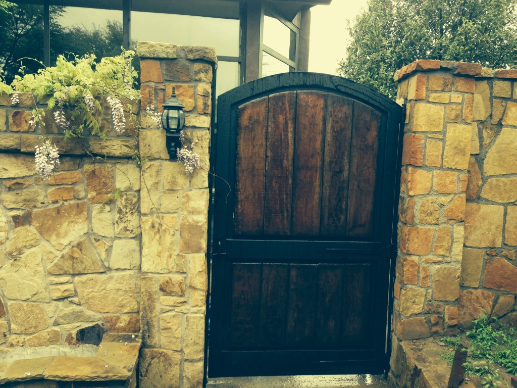 Metal gate frame with wood cladding — Patina Metals